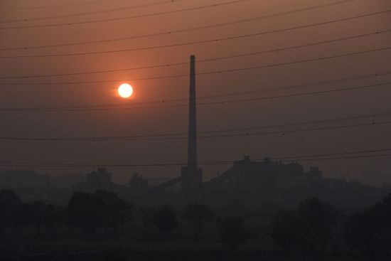 Foggy Cold Weather Sun Set View Editorial Stock Photo - Stock Image ...