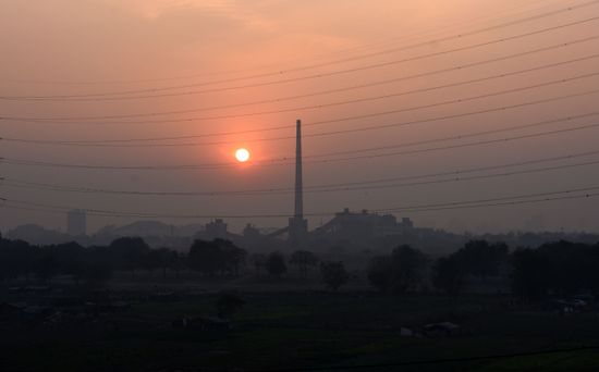 Foggy Cold Weather Sun Set View Editorial Stock Photo - Stock Image ...