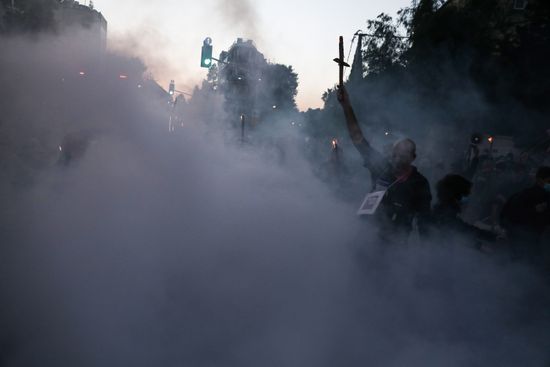 Protesters Shout Slogans Smoke Bonfire Put Editorial Stock Photo ...