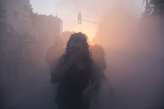 Protesters Shout Slogans Smoke Bonfire Put Editorial Stock Photo ...