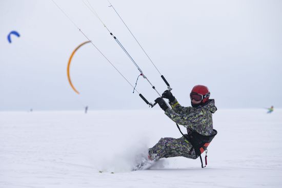 Snow Kite Skier Enjoys Sport Lake Editorial Stock Photo - Stock Image ...