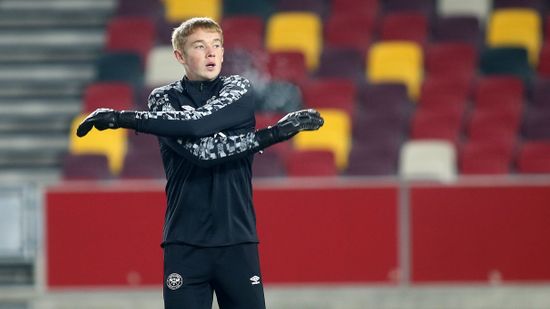 Brentford Goalkeeper Nathan Shepperd Warms Ahead Editorial Stock Photo ...