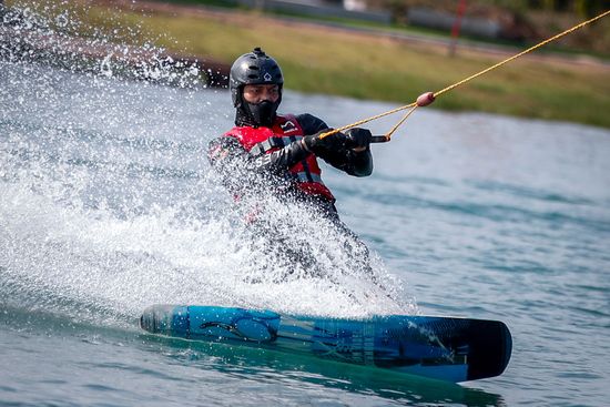 Man Wearing Protective Mask Rides Wakeboard Editorial Stock Photo ...