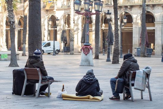 Three Homeless People Sit Street Downtown Editorial Stock Photo - Stock ...