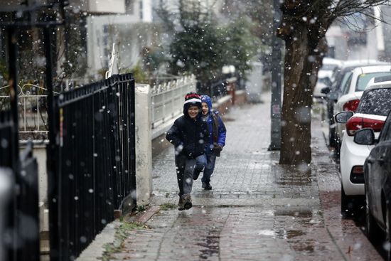 Two Children Run Down Street Amid Editorial Stock Photo - Stock Image ...