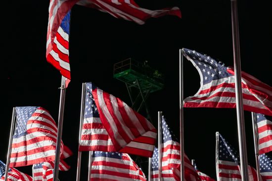 Hydraulic Lift Towers Over Field Flags Editorial Stock Photo - Stock ...