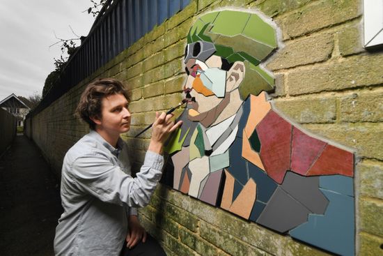 Matthew Byrom Cleans Finished Mosaic an Editorial Stock Photo - Stock ...