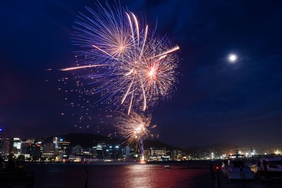 Fireworks Light Night Sky Wellington Capital Editorial Stock Photo ...