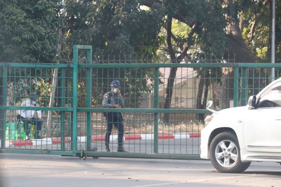 Police Block Road Heading Yangon International Editorial Stock Photo ...