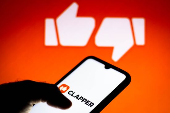 This Photo Illustration Clapper Logo Seen Editorial Stock Photo - Stock ...