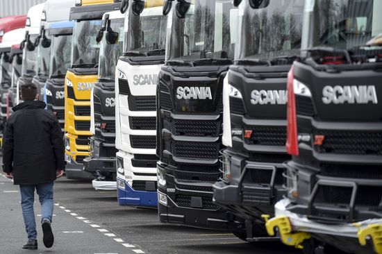 Scania Employee Walks Front Trucks Scania Editorial Stock Photo - Stock ...