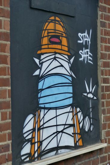 Stay Safe Graffiti Depicting Cartoon Character Editorial Stock Photo ...