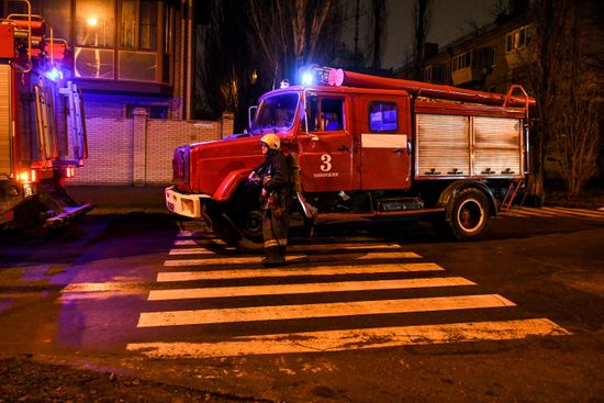 Firefighter Stands Next Fire Engine Scene Editorial Stock Photo - Stock ...