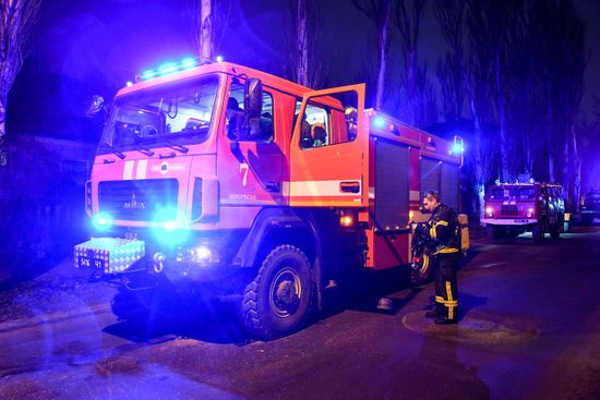 Firefighter Stands Next Fire Engine Scene Editorial Stock Photo - Stock ...