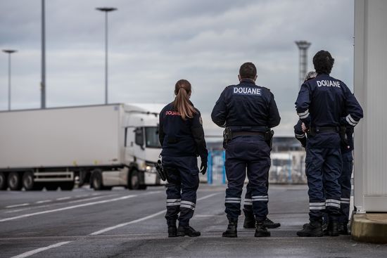 French Customs Officers Look On Trucks Editorial Stock Photo - Stock ...