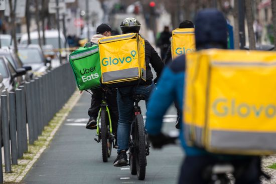 Several Food Delivery Couriers Seen Riding Editorial Stock Photo ...