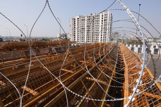 Multiple Layers Iron Barricades Razor Wire Editorial Stock Photo ...