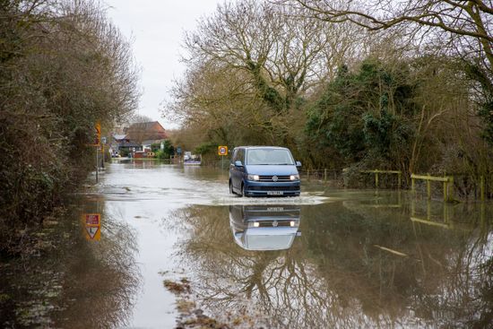 Flooding Near Huntingdon Cambridgeshire On Wednesday Editorial Stock ...