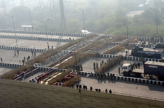 Aerial View Shows Heavy Barricading By Editorial Stock Photo - Stock ...