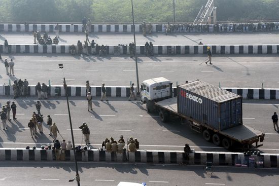Aerial View Shows Heavy Barricading By Editorial Stock Photo - Stock ...