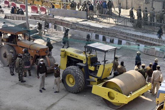 Police Deployment Road Rollers Brought Out Editorial Stock Photo ...