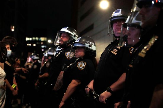 Police Officers Set Perimeter During Demonstration Editorial Stock ...