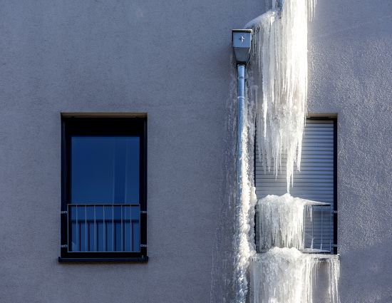 Defective Rain Gutter Causes Icicle Waterfall Editorial Stock Photo ...