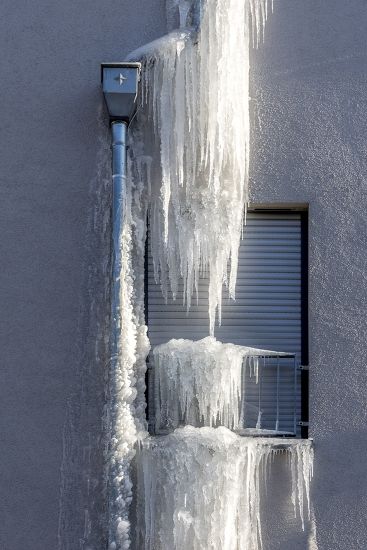 Defective Rain Gutter Causes Icicle Waterfall Editorial Stock Photo ...