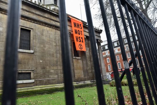 Hs2 Rebellion Banner Hangs Roof St Editorial Stock Photo - Stock Image ...