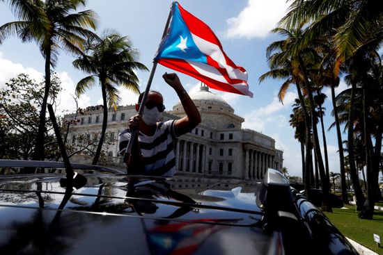 Man Holds Puerto Rican National Flag Editorial Stock Photo - Stock ...