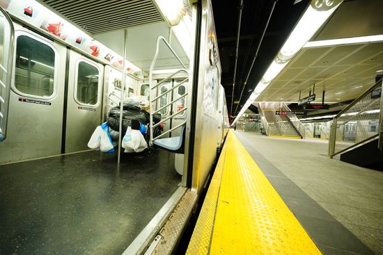 Homeless Person Takes Shelter Subway Train Editorial Stock Photo ...