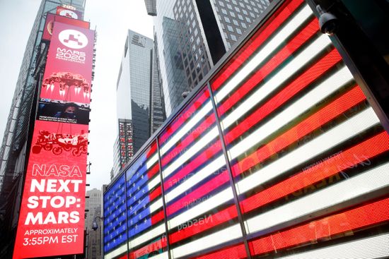 Jumbotron Times Square Displays Announcement Landing Editorial Stock ...