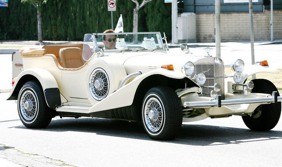 Arnold Schwarzenegger Driving His Excalibur Vintage Editorial Stock ...