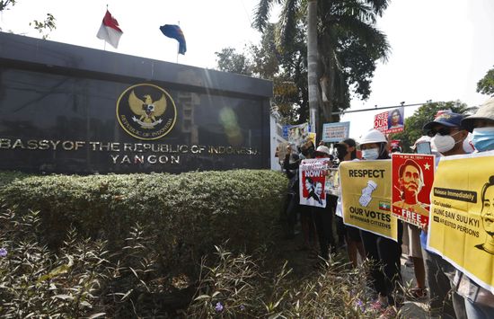 Demonstrators Hold Placards Calling Release Detained Editorial Stock ...