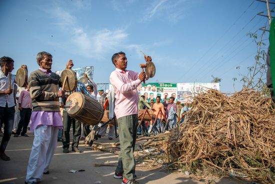 Farmers Playing Traditional Instruments During Demonstration Editorial ...