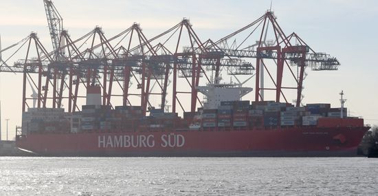 Container Ship Cap San Nicolas Hamburg Editorial Stock Photo - Stock ...