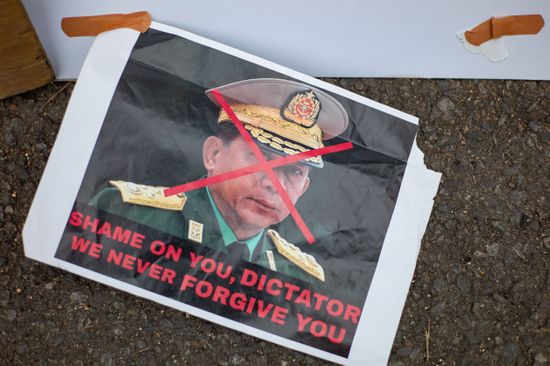 Placard Containing Image Myanmar Military Ruler Editorial Stock Photo ...