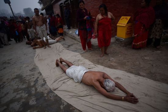 Nepalese Devotees Roll On Ground During Editorial Stock Photo - Stock ...