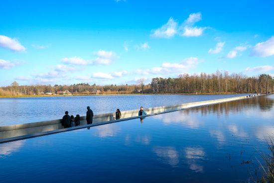 People Walk Cycling Through Water Path Editorial Stock Photo - Stock ...