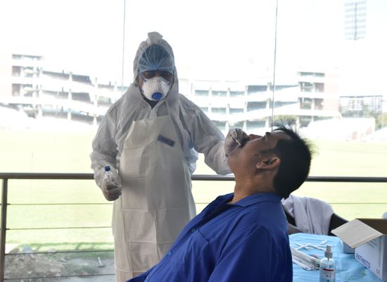 Health Worker Collects Swap Sample Man Editorial Stock Photo - Stock ...