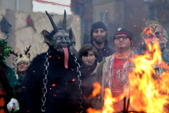 People Costume Gather Around Bonfire During Editorial Stock Photo ...