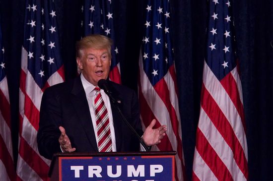 Republican Presidential Candidate Donald Trump Outlines Editorial Stock ...