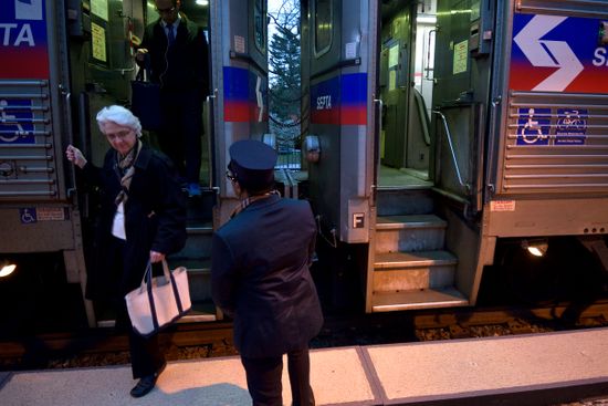 Septa Conductor Keeps Watchful Eye Commuters Editorial Stock Photo ...
