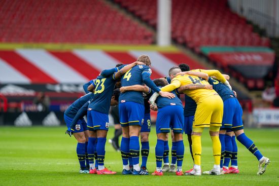 Saints Team Huddle Prematch Bramall Lane Editorial Stock Photo - Stock ...