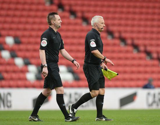 Referee Ross Joyce Escorts Linesman Stephen Editorial Stock Photo ...