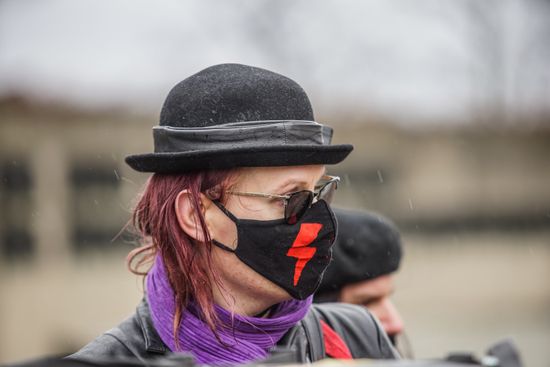 Protester Red Lightning On Face Mask Editorial Stock Photo - Stock ...
