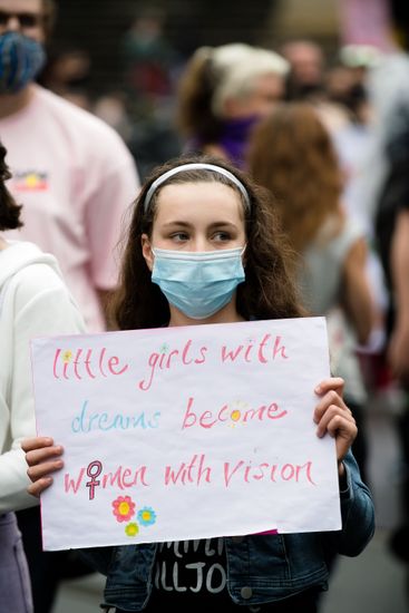Young Girl Holds Sign That Speaks Editorial Stock Photo - Stock Image ...