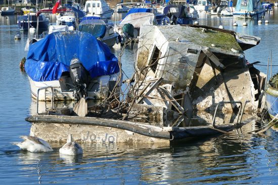 Dilapidated Boats Prop Each Other Harbour Editorial Stock Photo - Stock ...