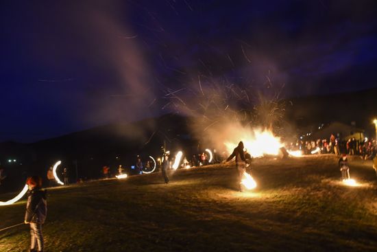 Children Playing Fireballs Near Bonfire During Editorial Stock Photo ...