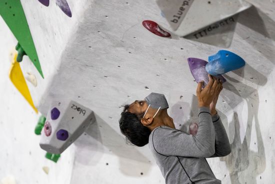 Climber Wears Face Mask He Boulders Editorial Stock Photo - Stock Image ...